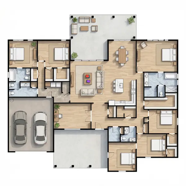 Free Bold 5+ Bedroom 3 Bath House Plans with Home Office | Drafted