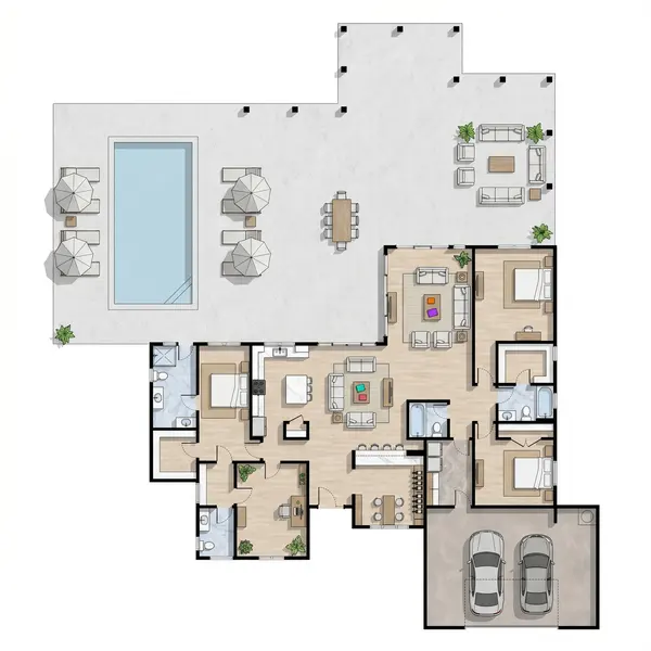 Free Bright 4 Bedroom 5,000 to 6,500 Sq Ft House Plans with Pool, Home ...