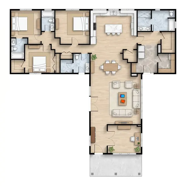 Free Industrial 3 Bedroom 2,000 to 3,500 Sq Ft House Plans with Home ...