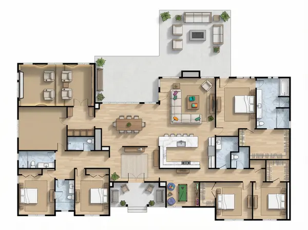 Free 5+ Bedroom 4+ Bath Over 6,500 Sq Ft House Plans with Rec Room and ...