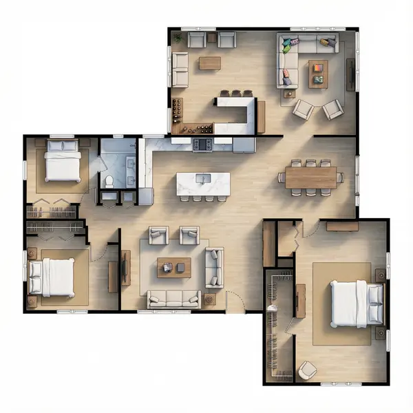 Free Earthy 3 Bedroom 1 Bath 2,000 to 3,500 Sq Ft House Plans with Bar ...